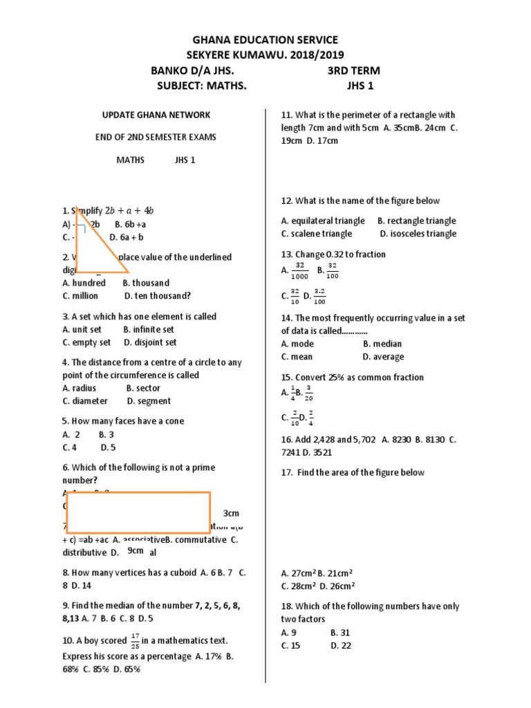 Update Ghana Maths jhs1-1 | PDF | Circle | Triangle