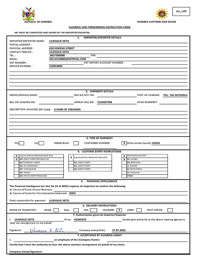 Ci Form | Download Free PDF | Customs | Trade