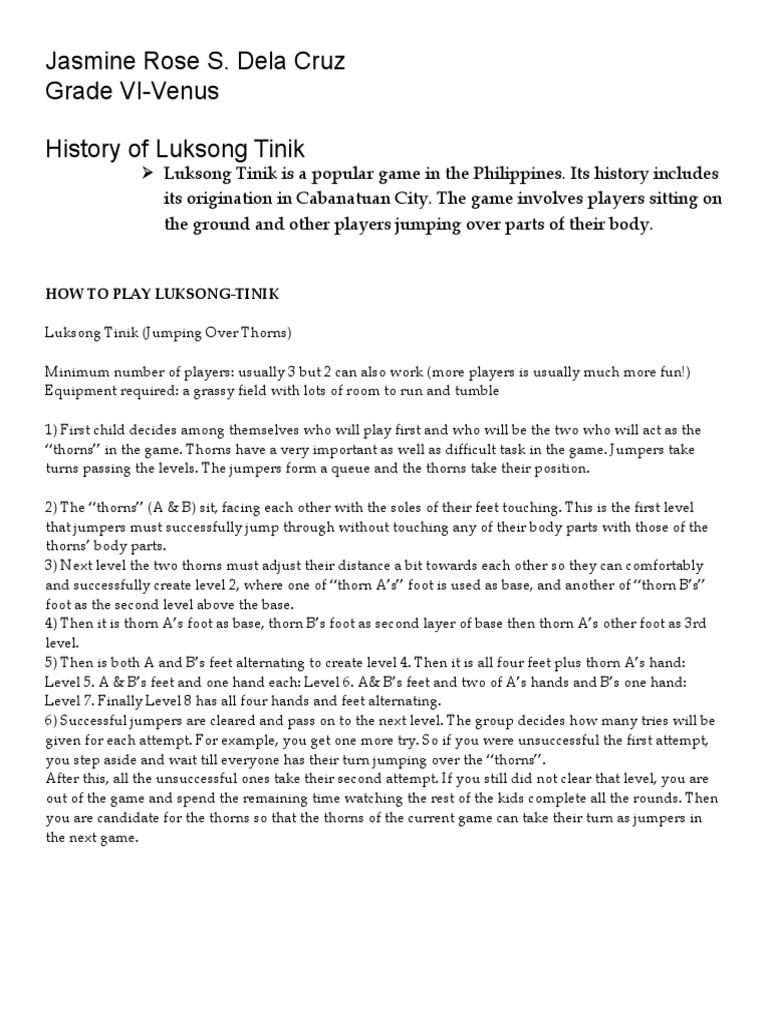History of Luksong Tinik | PDF