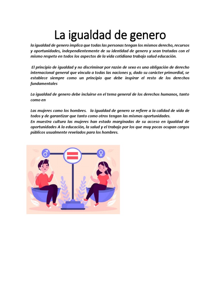 La Igualdad de Genero | PDF | Ciencias sociales | Estilo de vida