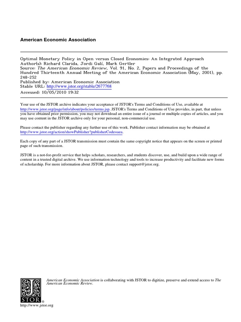 Optimal Monetary Policy in Open Versus Closed Economies - An Integrated ... Optimal Monetary Policy in Open Versus Closed Economies - An Integrated ...