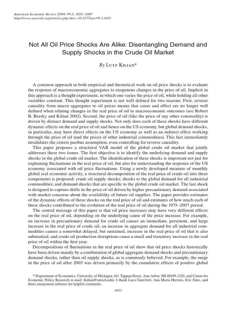 Not All Oil Price Shocks Are Alike - Disentangling Demand and Supply ...