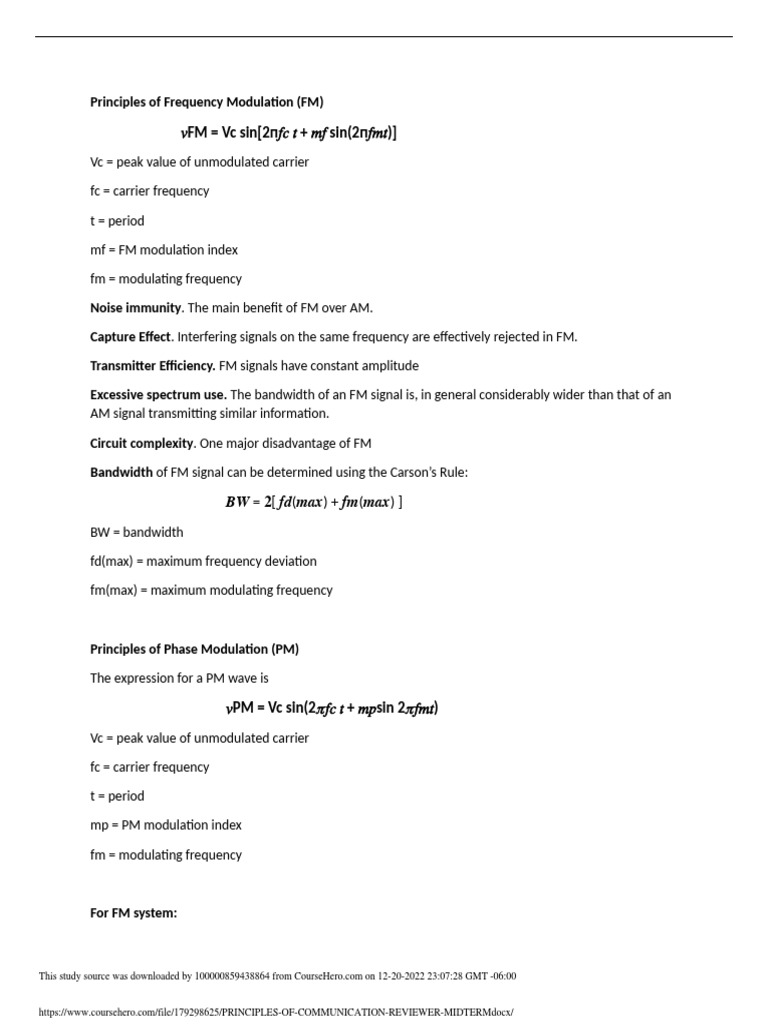 FM and PM Principles Explained | PDF | Frequency Modulation | Detector (Radio)