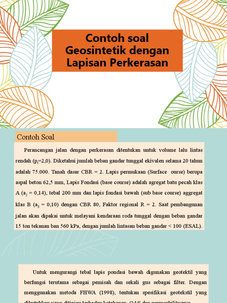 Contoh Soal Geosintetik Dengan Lap Perkerasan | PDF | Metode & Bahan Ajar