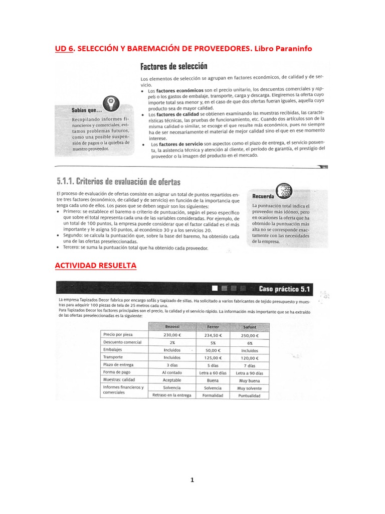 EjercResuelto2 SelecciónProveedores Paraninfo Ud6 | PDF