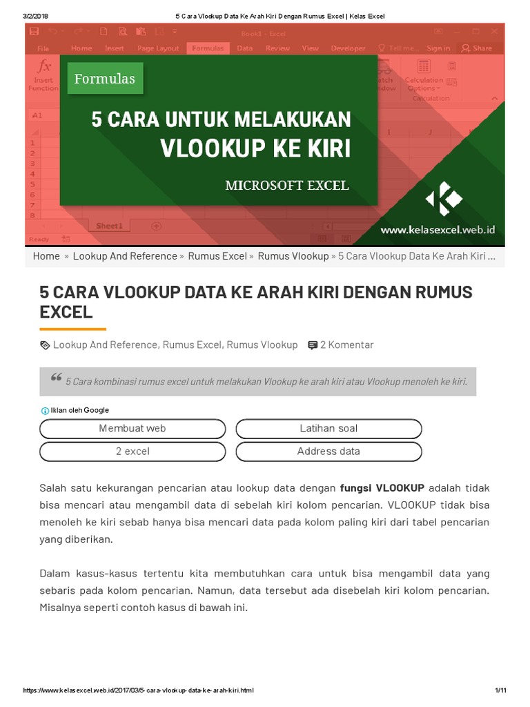 Vlookup Kiri: 5 Rumus Excel Efektif | PDF | Karier & Perkembangan | Metode & Bahan Ajar