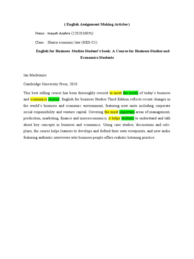 Artikel Bahasa Inggris Pdf