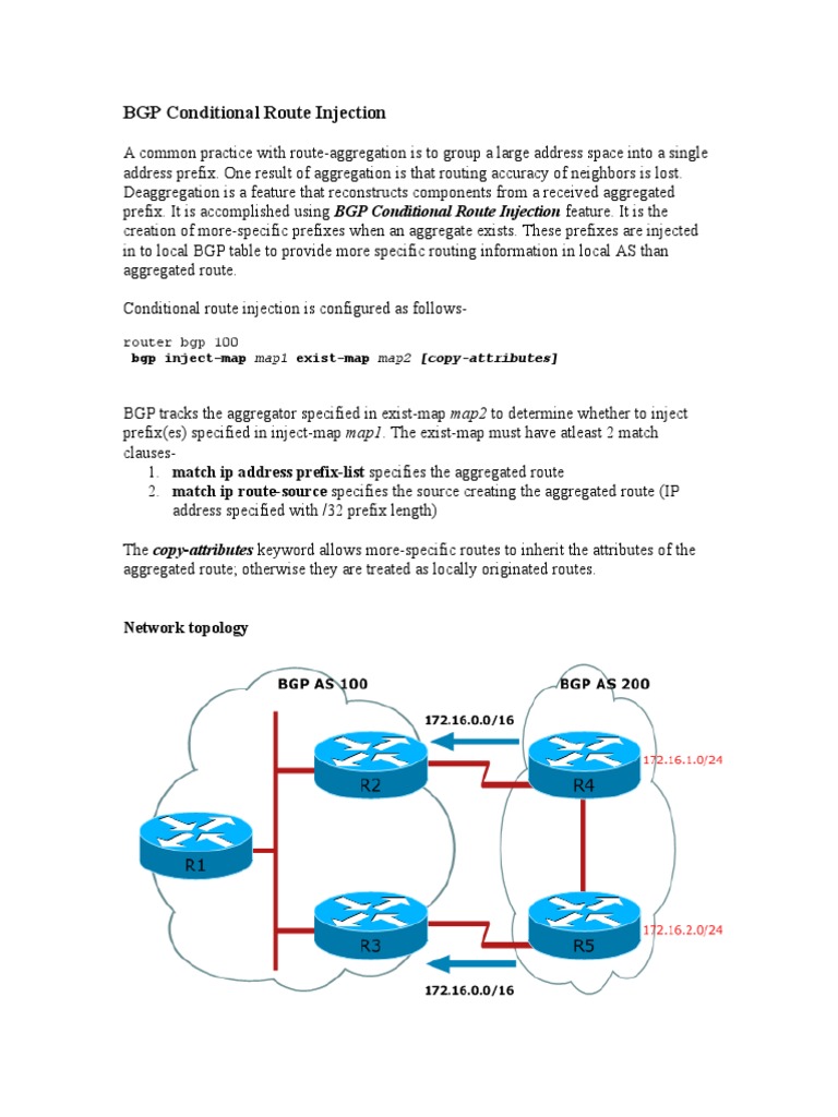BGP Conditional Route Injectio1 | PDF | Router (Computing) | Routing