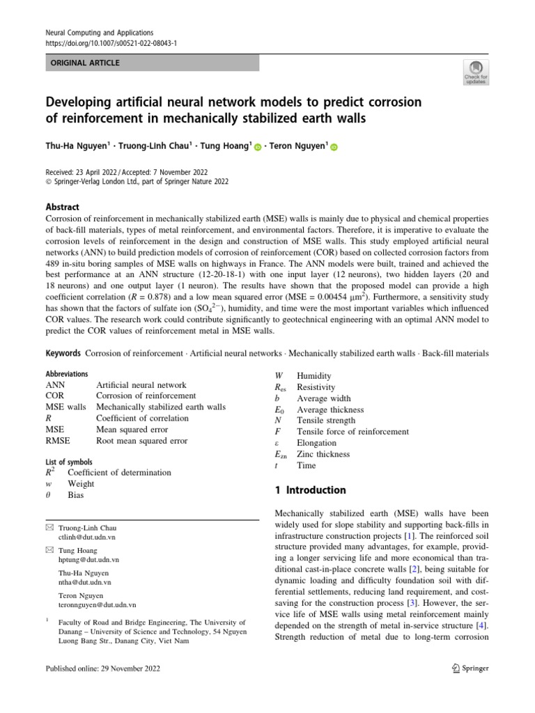 2022 - Developing Artificial Neural Network Models To Predict Corrosion ... 2022 - Developing Artificial Neural Network Models To Predict Corrosion ...