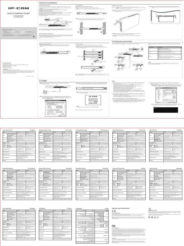 G5328F Quick Installation Guide 2.0 | PDF | Network Switch | Ip Address