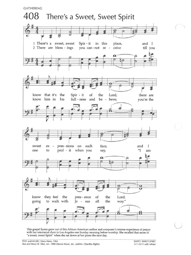 Hymn #408 There's A Sweet, Sweet Spirit | PDF