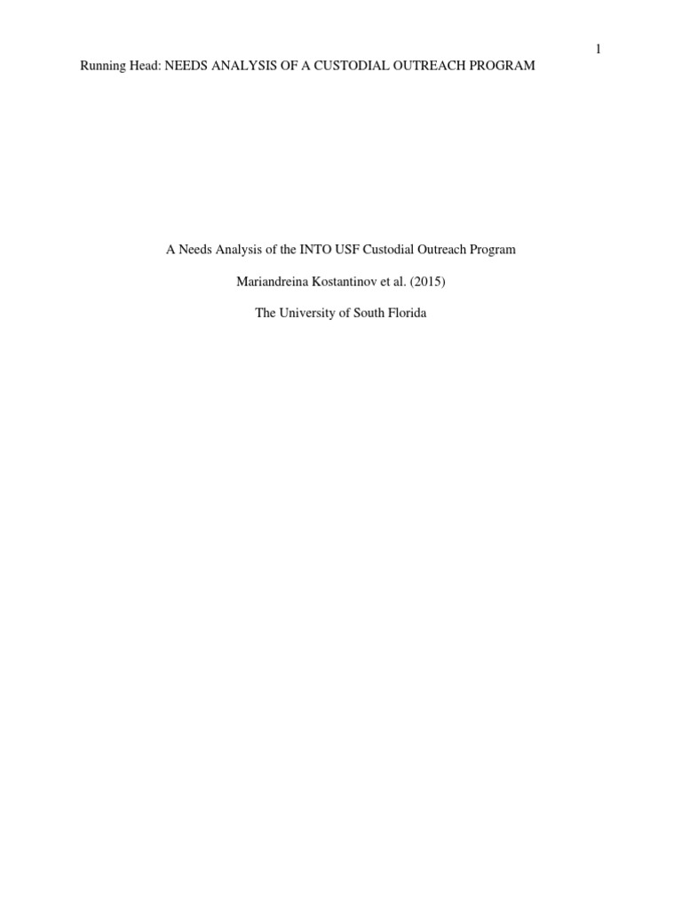 A Needs Analysis of The Into Usf Custodial Outreach Program MK Et Al | PDF | Curriculum ...