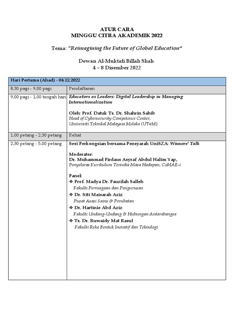Atur Cara Citra Akademik 2022 (28.11.22) | PDF