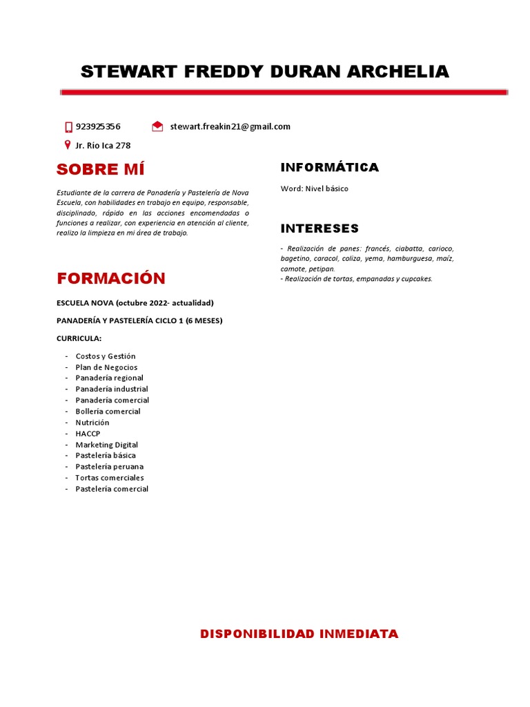 CV Stewart Freddy Duran Anchelia - P27T 2022 | PDF | Salud y bienestar