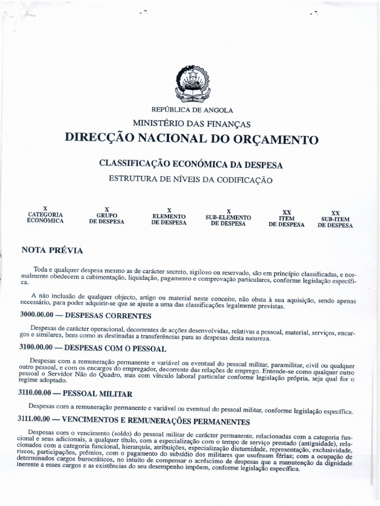 Classificador Das Despesas Do OGE | PDF