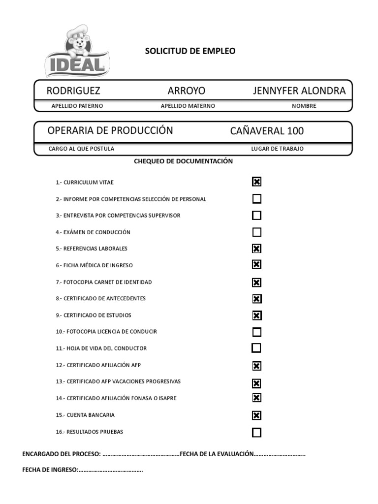 Solicitud de empleo completa | PDF