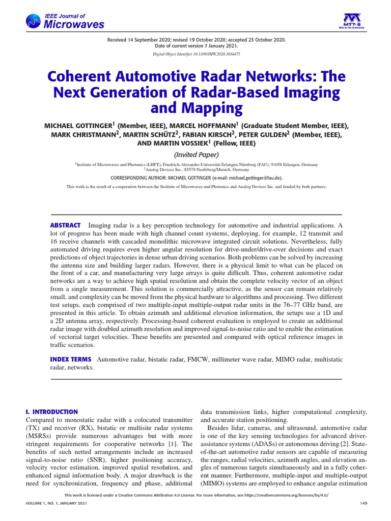 Coherent Automotive Radar Networks The Next Generation of Radar-Based ...