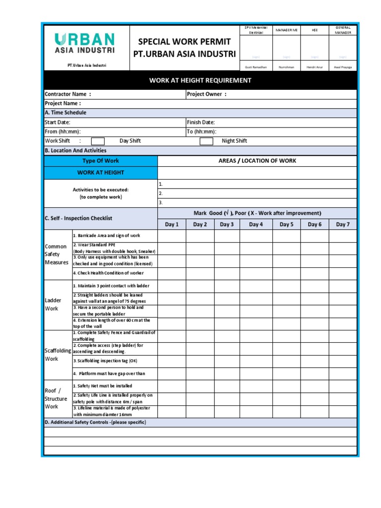 Form Work at Height Work Permit PT - UAI CSMC | PDF | Scaffolding