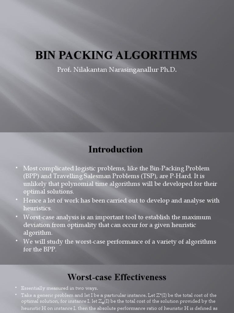 Bin Packing Heuristic Pdf Algorithms Computer Programming