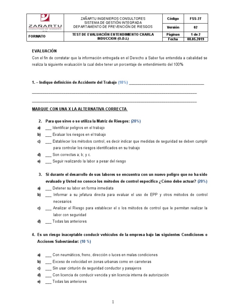FSS-27 - V2 - Test de Evaluación ODI | PDF