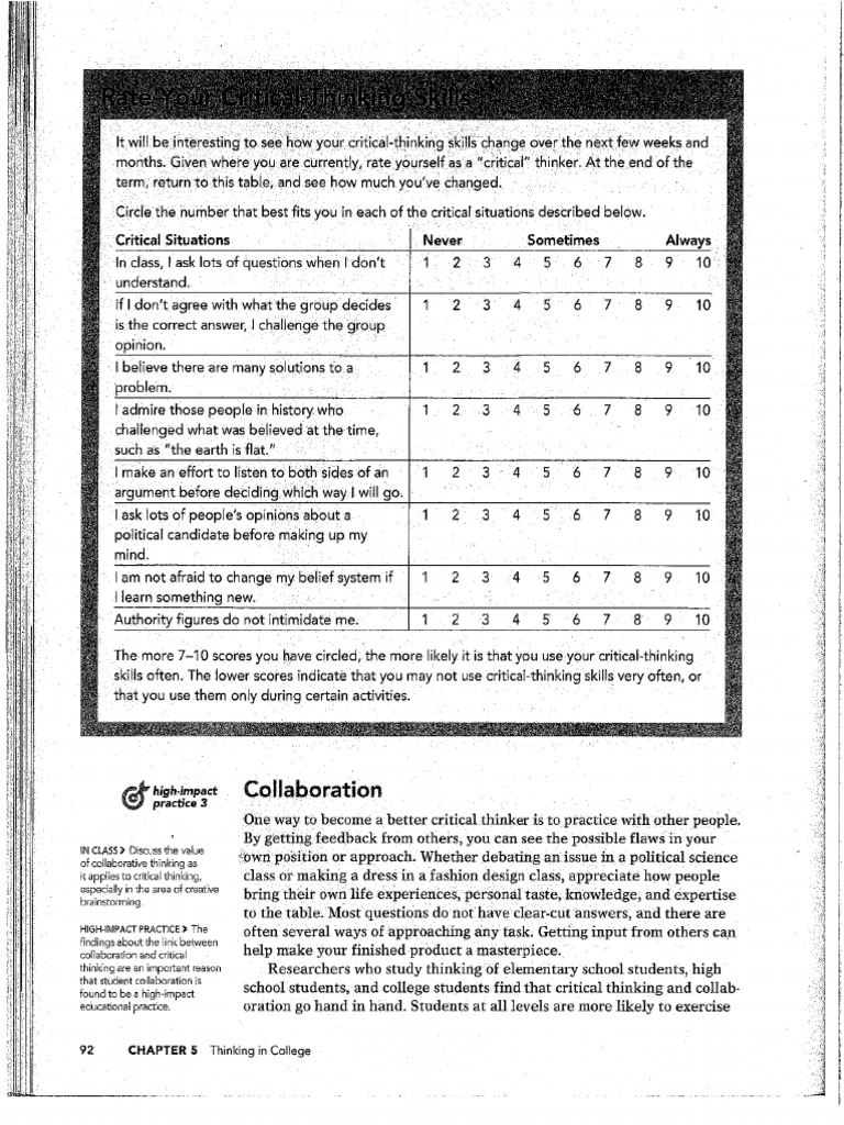 Critical Thinking Survey Pdf