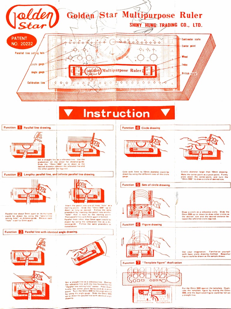Golden Star Multipurpose Ruler Patent No 20222 | PDF | Geometric Shapes ...
