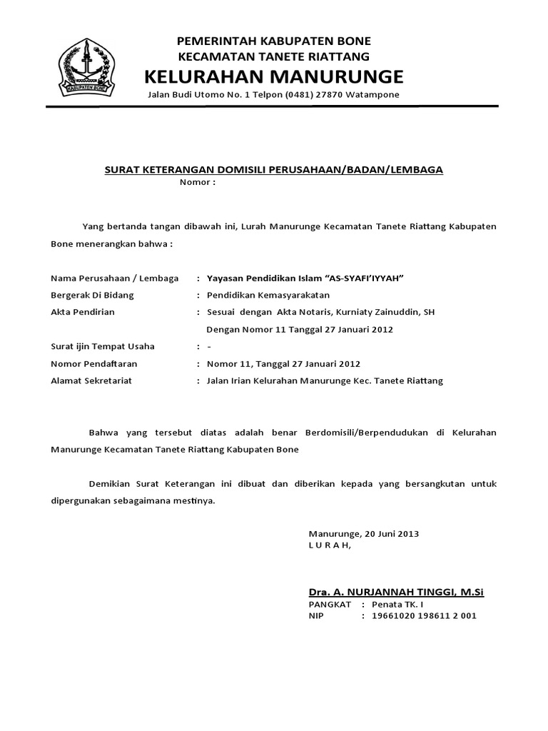 Surat Keterangan Domisili | PDF