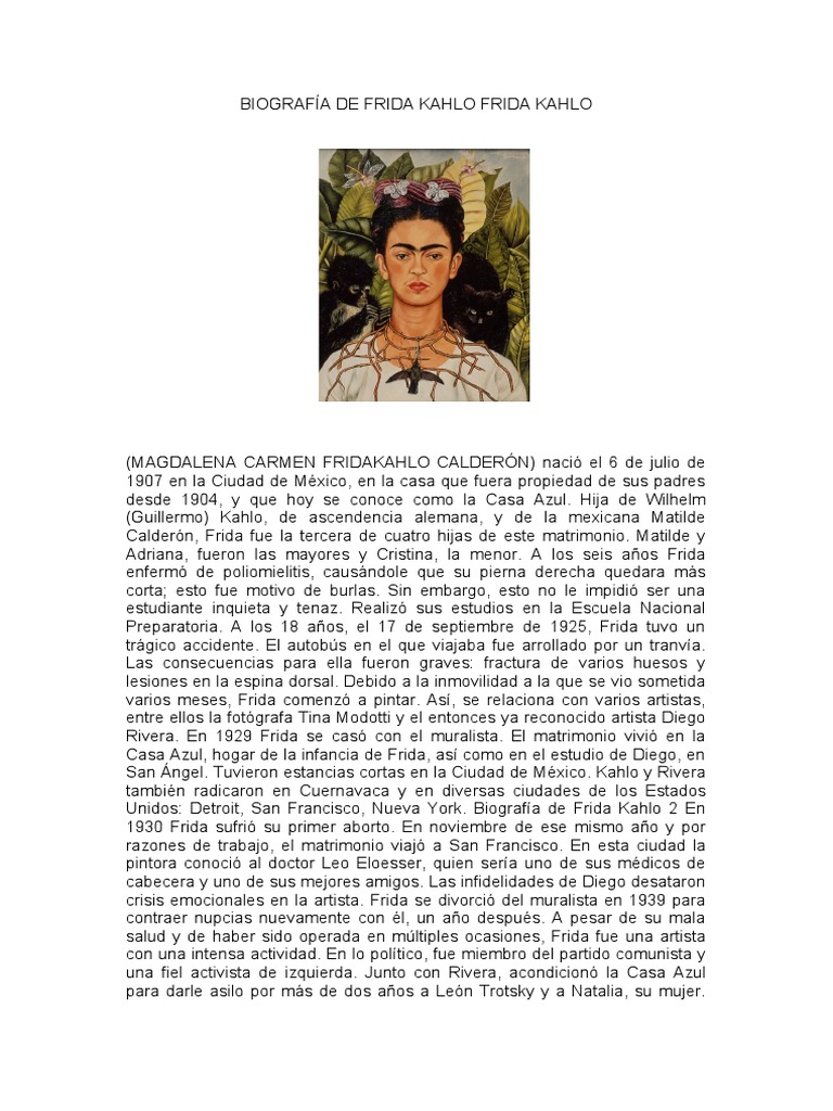 Biografía de Frida Kahlo Frida Kahlo | PDF