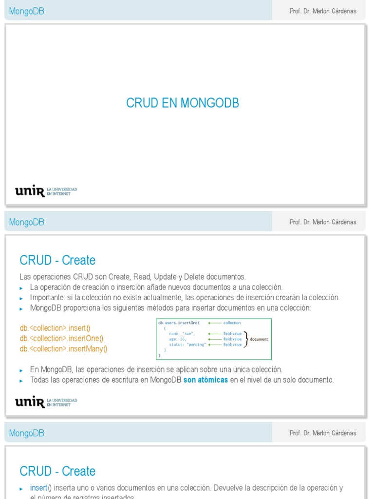 Tema 3 - Mongodb - Crud - I | PDF | Mongo Db | Estructura de datos de matriz