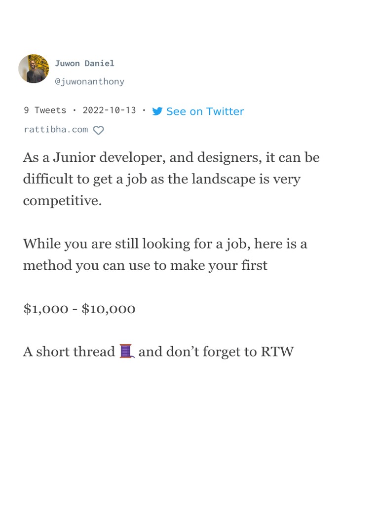 As - A - Junior - Developer, - Thread - by - Juwonanthony - Oct 13, 22 ...