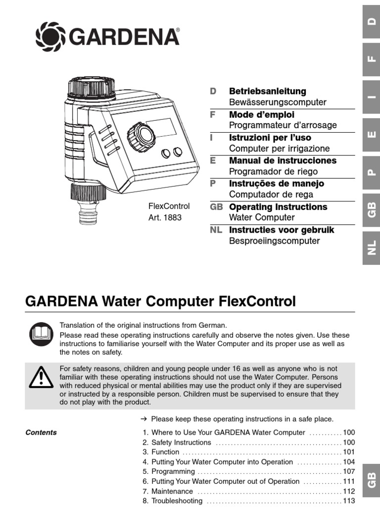 Irrigatore Gardena Flex Control | PDF | Water | Ac Power Plugs And Sockets