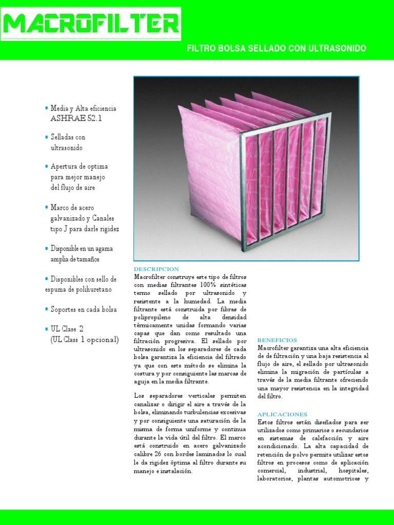 Ficha Técnica Macrofilter PO | PDF | Filtración | Química