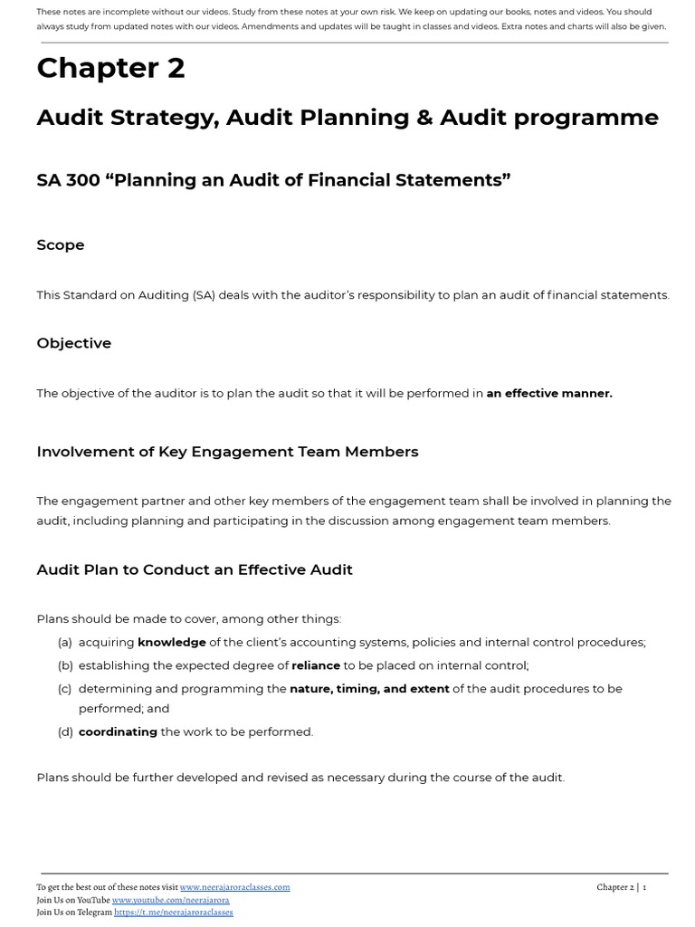 CH - 2 - Audit Strategy, Audit Planning, & Audit Programme | PDF | Audit | Financial Statement