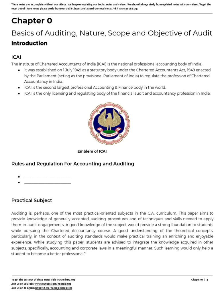 CH - 0 - Audit - Basics | PDF | Audit | Financial Audit