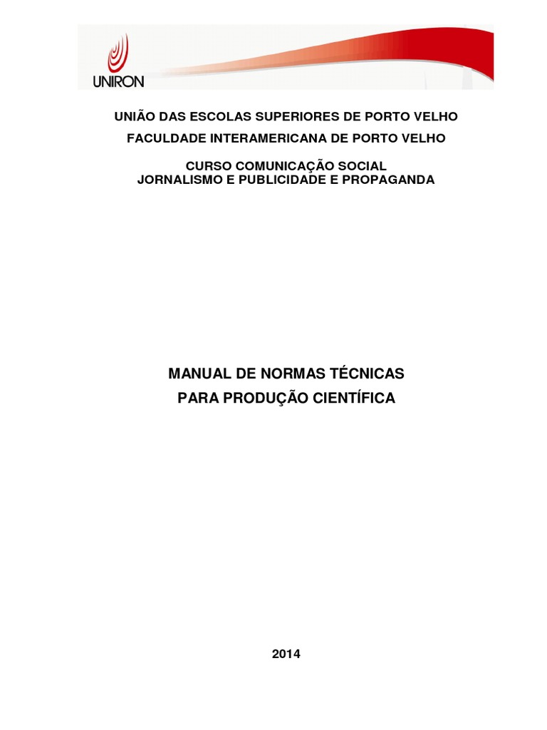 Manual de Normas Tecnicas Uniron | PDF | Citação | Science
