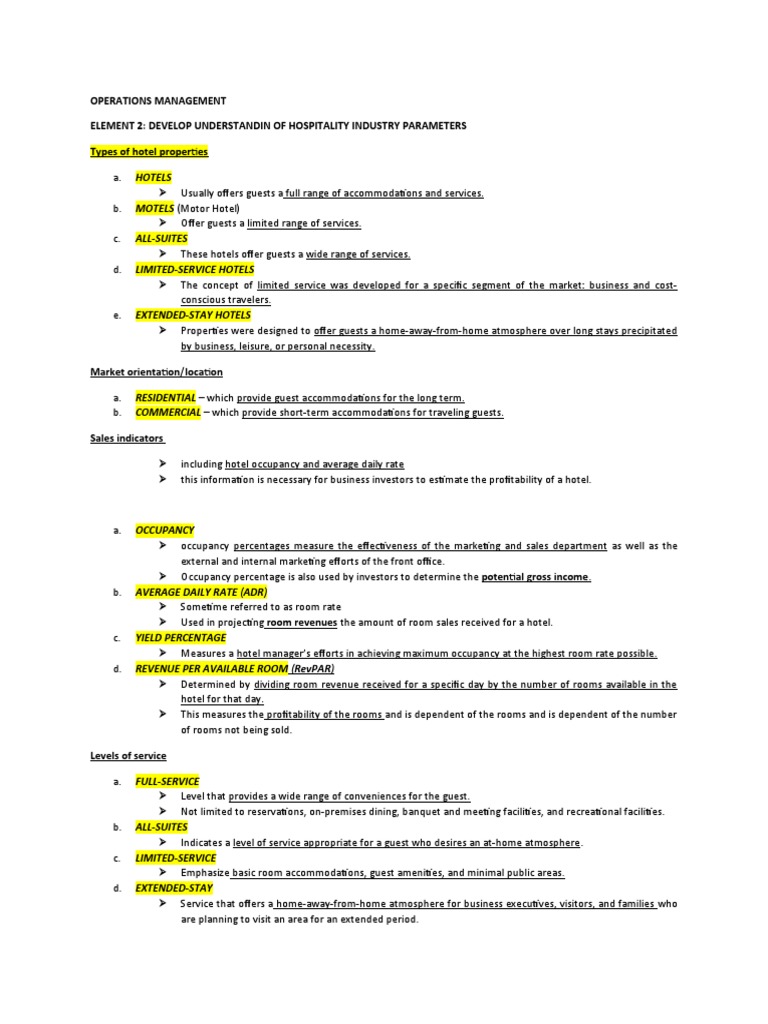 Opsman Reviewer Pdf Hotel Economies
