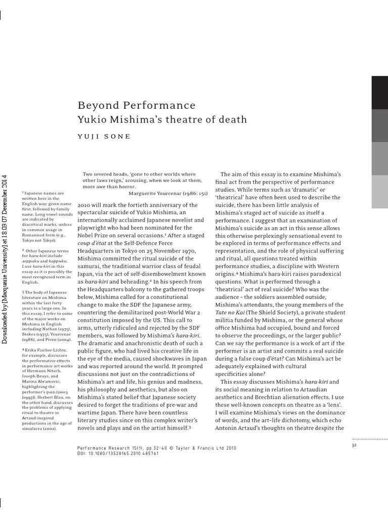 Beyond Performance - Yukio Mishimas Theatre | PDF