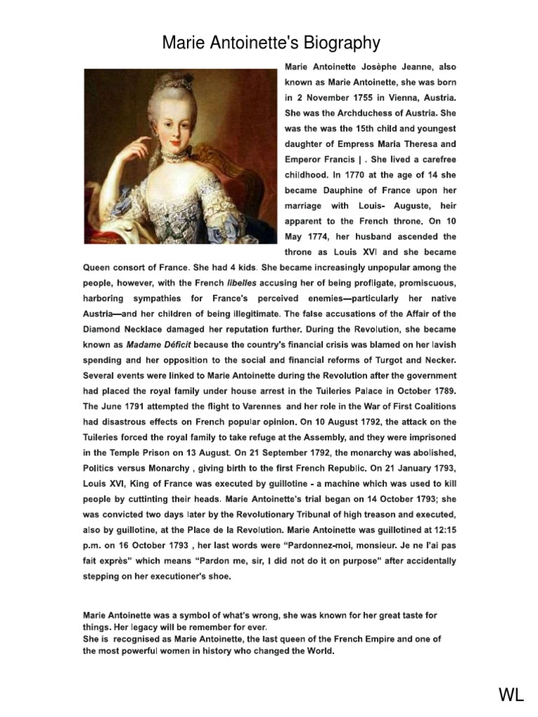Marie Antoinette's Biography | PDF