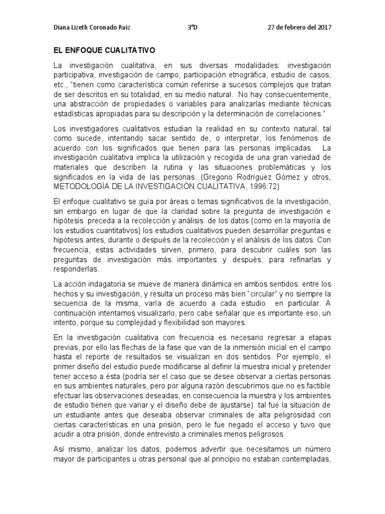 El Enfoque Cualitativo | PDF | Investigación cualitativa | Investigación cuantitativa