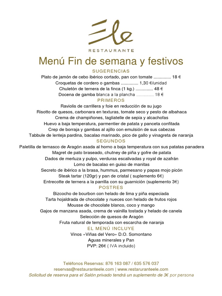 Menu Fin de Semanas | PDF | Cocina occidental | Comida regional y étnica