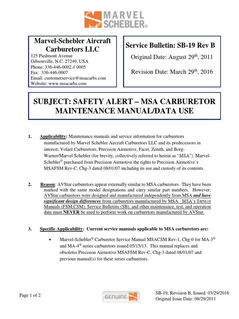 SB-19 RevB 032916 | PDF | Aviation