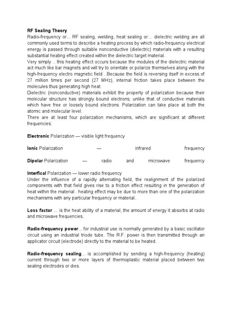 RF Sealing Theory | PDF | Dielectric | Electrical Engineering