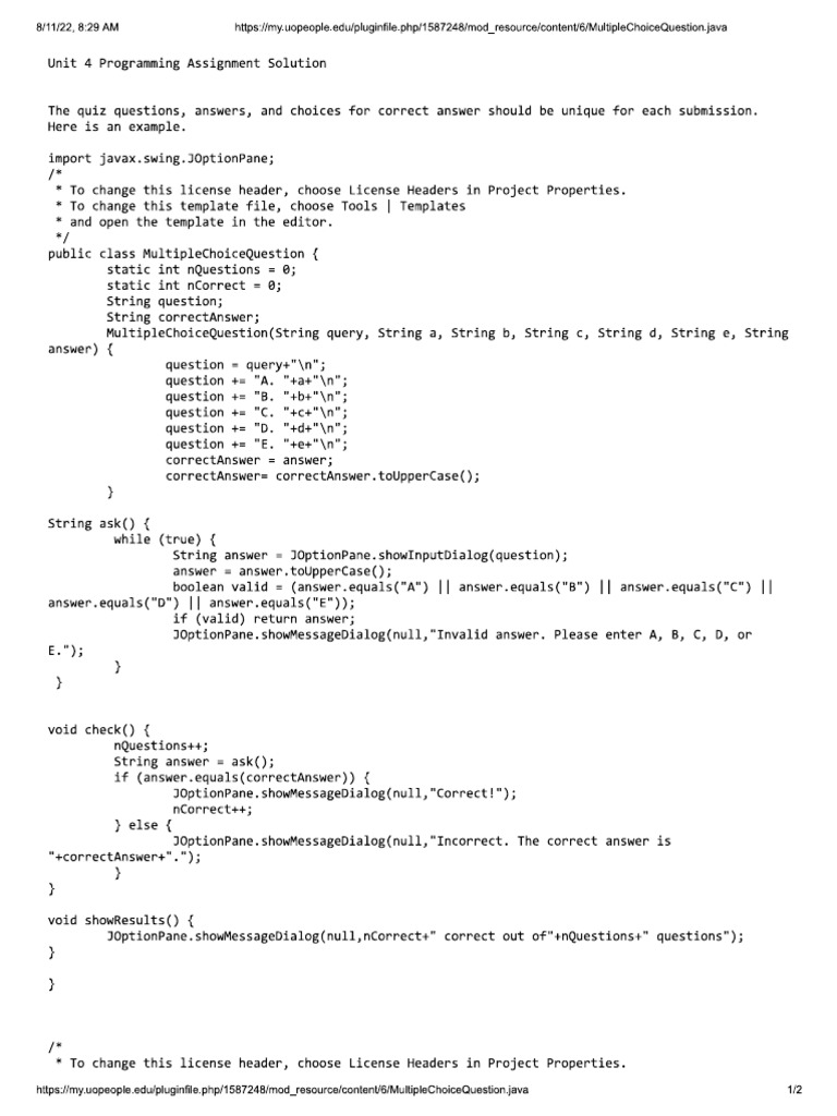 Uinit 4 Programming Assignment Pdf 
