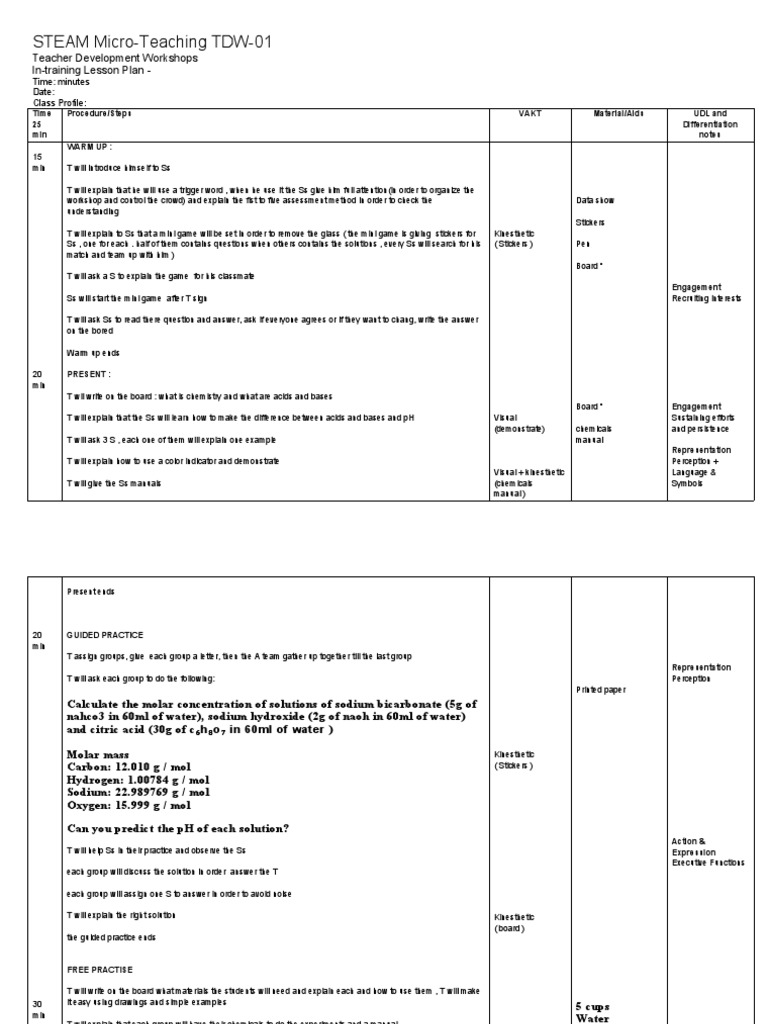 Chemistry Lesson Plan | PDF | Sodium Hydroxide | Acid