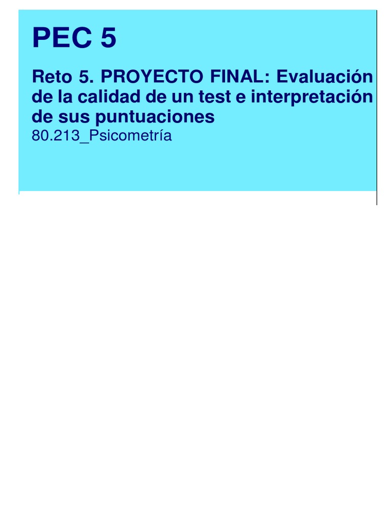 Enunciado RETO5 IBE | PDF | Validez (Estadísticas) | Evaluación