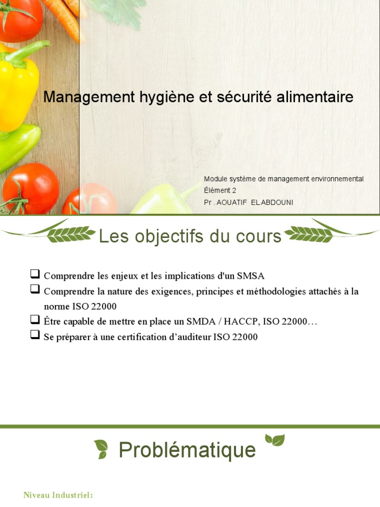 Management Hygiène Et Sécurité Alimentaire | PDF | Analyse des dangers et points critiques pour ...