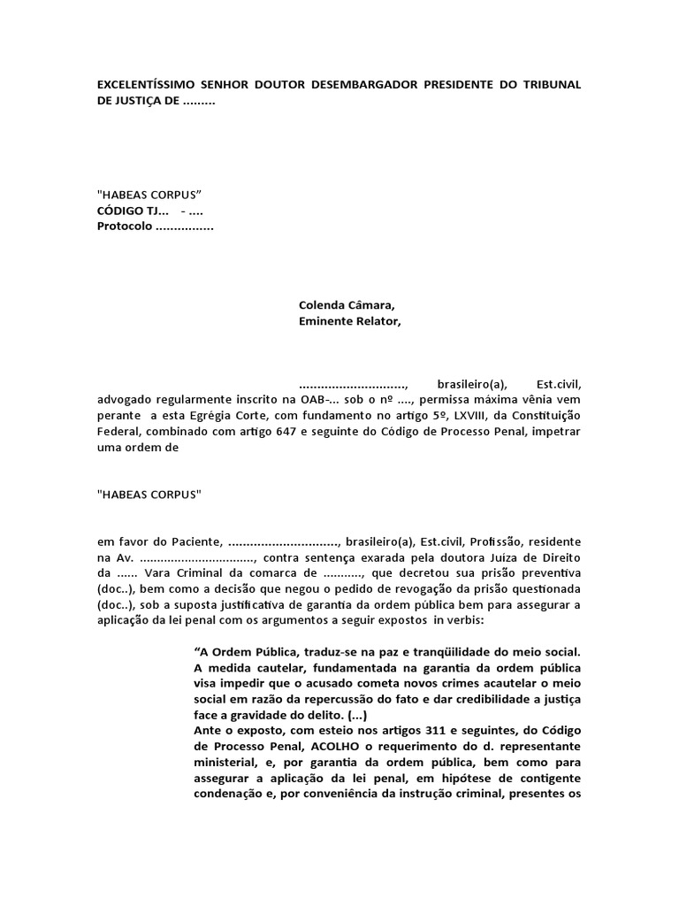 Habeas Corpus 04 Falta De Fundamentação No Decreto De Prisão