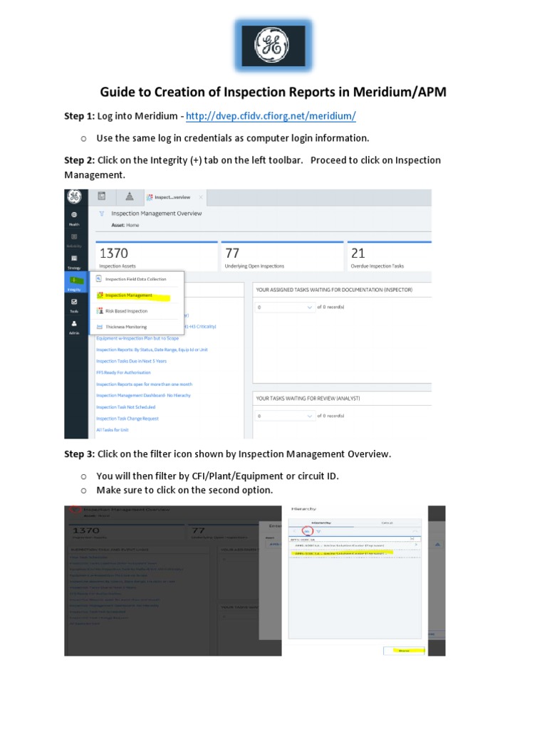 #Guide To Creation of Inspection Reports in Meridium | PDF | Document | Computer Science