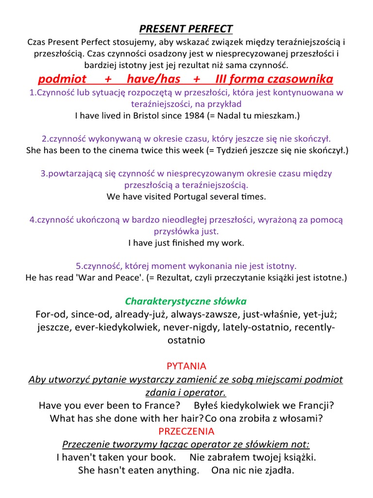 Present Perfect | PDF