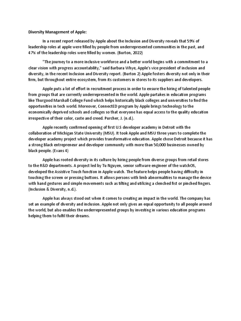 Apple Diversity and Inclusion Progress | PDF | Apple Inc. | Business
